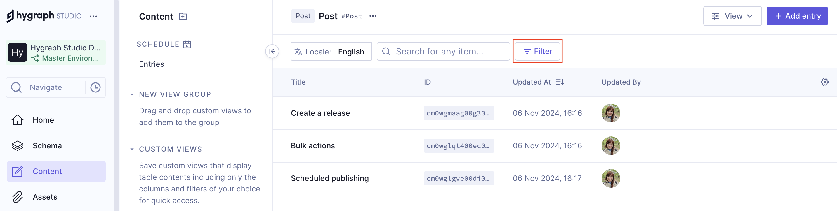 Learn more about using quick filters & adjusting filters manually | Hygraph